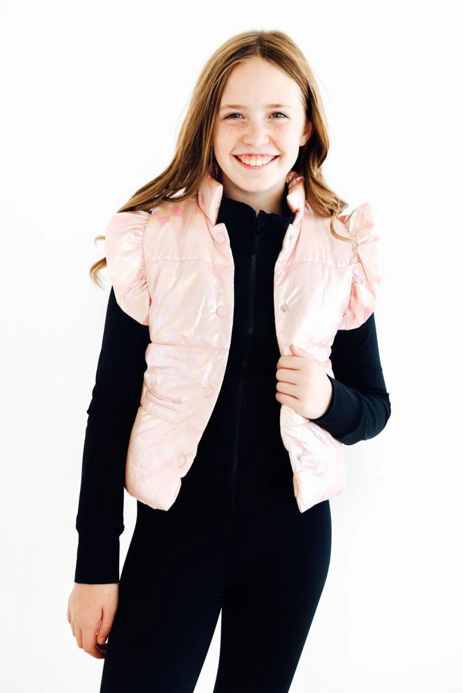 Light Pink Checker Puffer Vest – Claire James Children's Boutique